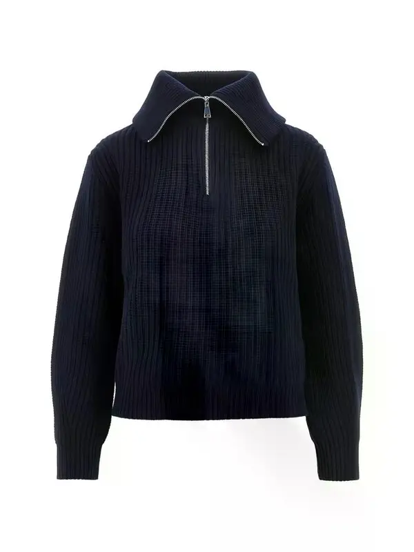 Max Mara Wool Zip-up Roll-neck Jumper Navy - Blue