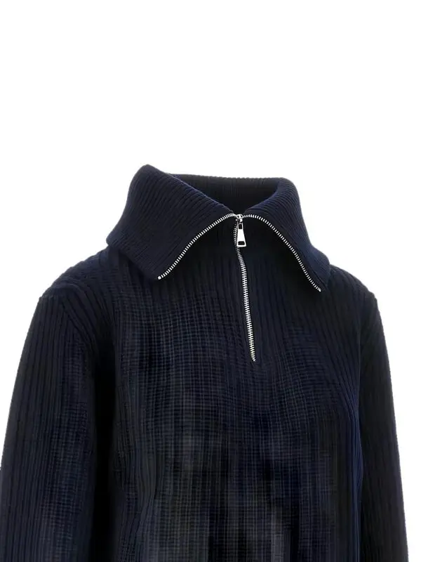 Max Mara Wool Zip-up Roll-neck Jumper Navy