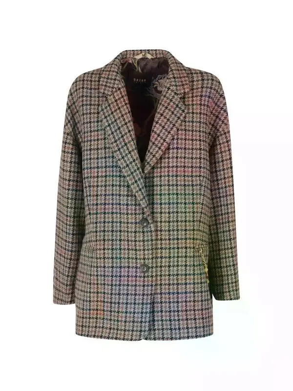 BAZAR DELUXE Check-pattern Buttoned Blazer - Neutrals