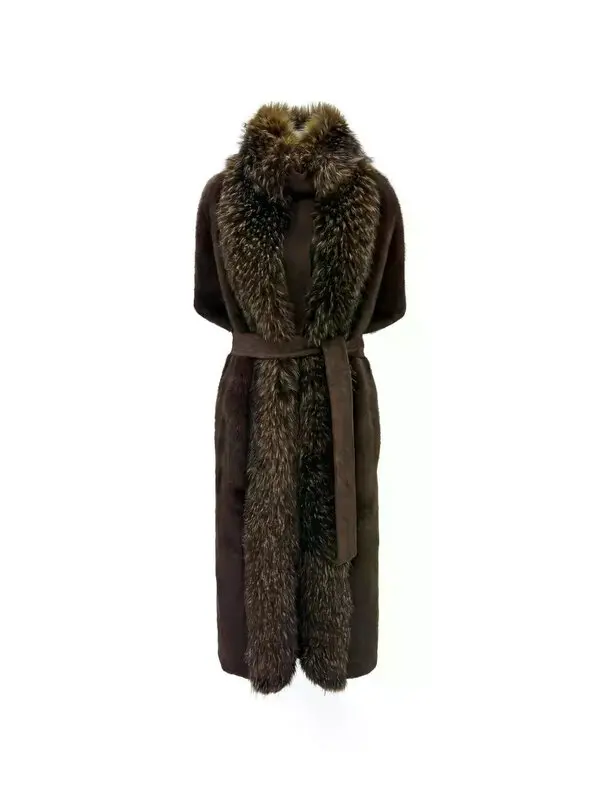 VALENTINI 1972 Short-sleeved Belted Coat - Brown