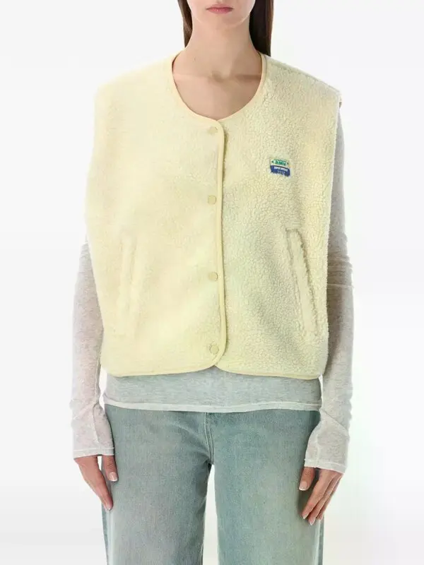 American Vintage Hoktown Fleece-texture Logo-patch Gilet