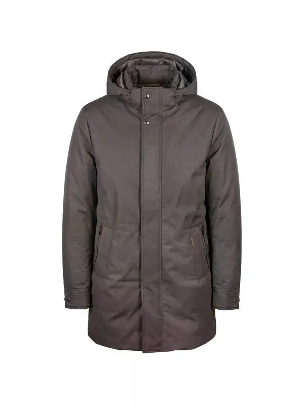 MOORER Vermont Hooded Concealed-fastening Coat
