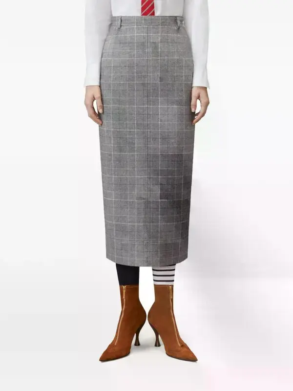 Thom Browne Windowpane Houndstooth-tweed Pencil Midi Skirt