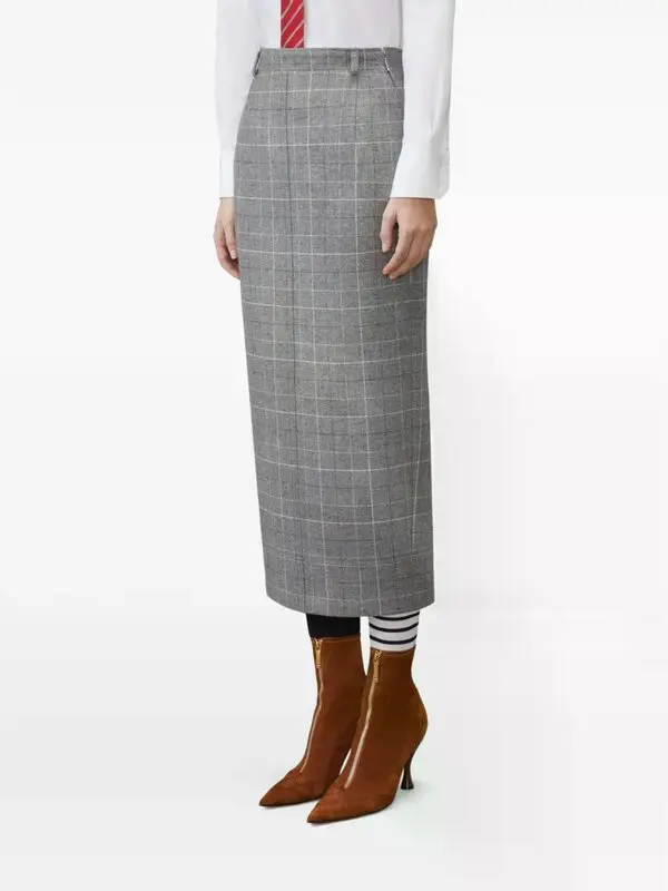 Thom Browne Windowpane Houndstooth-tweed Pencil Midi Skirt