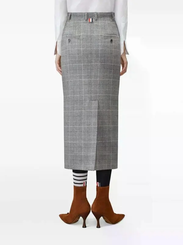 Thom Browne Windowpane Houndstooth-tweed Pencil Midi Skirt