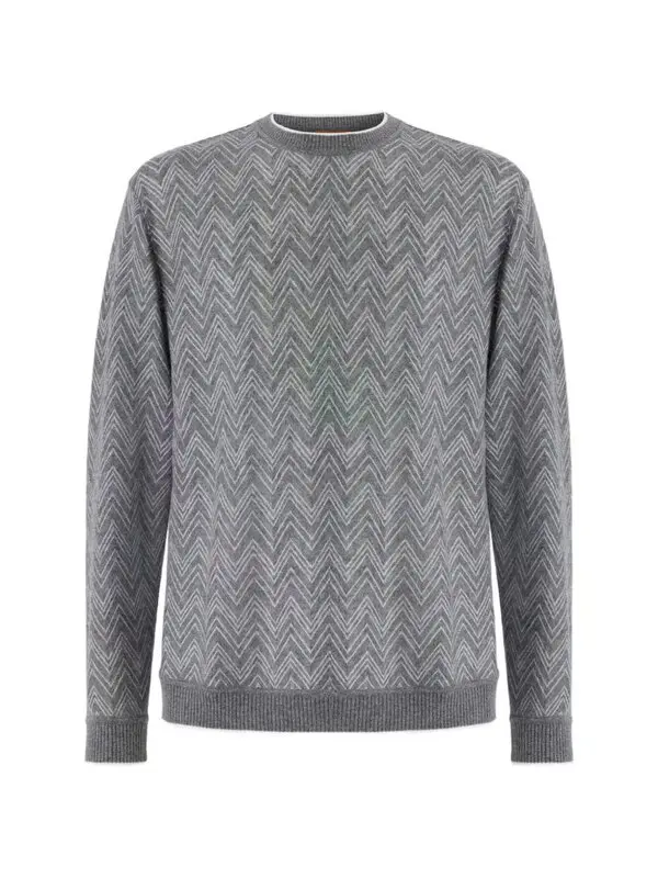 Missoni Long-sleeve Cashmere Zig Zag Sweater - Grey