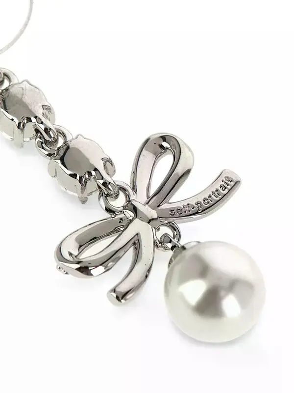 SELF-PORTRAIT Bow Crystal-charm Earrings - Silver