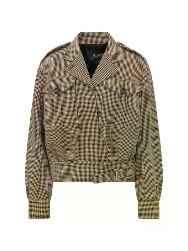 THE SEAFARER Houndstooth-pattern Belted Jacket