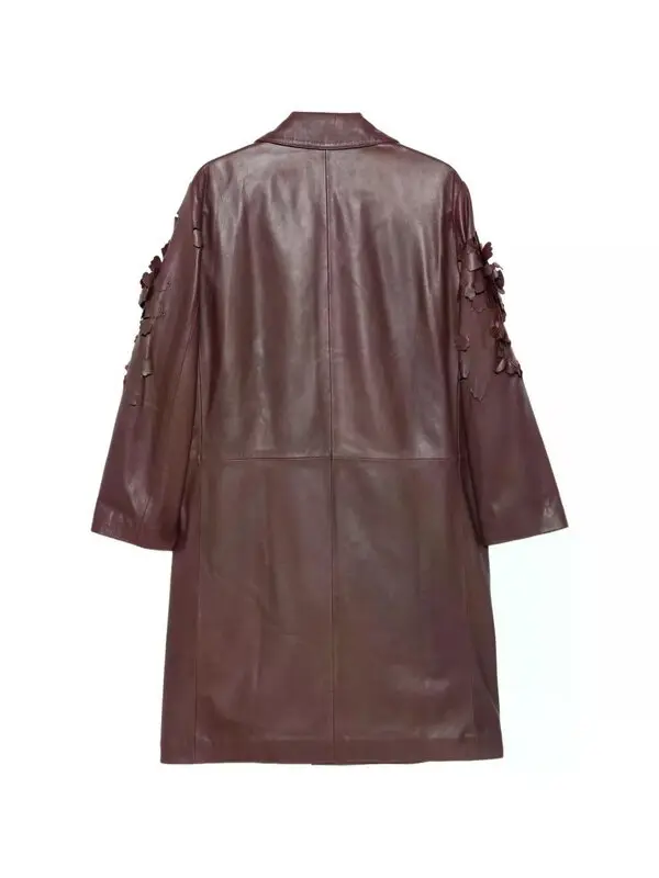 Alberta Ferretti Floral-appliqué Leather Coat