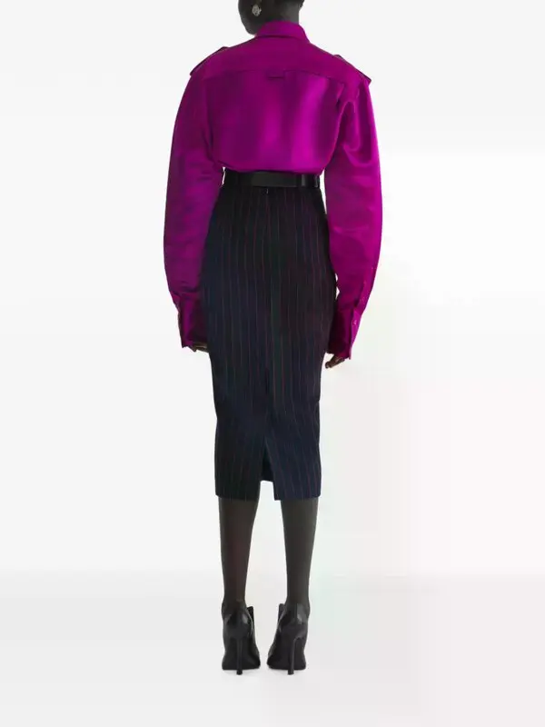 MUGLER Pinstripe Midi Pencil Skirt