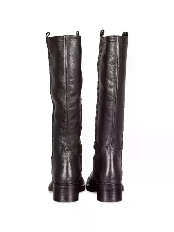 EMANUELLE VEE Square-toe Leather Boots
