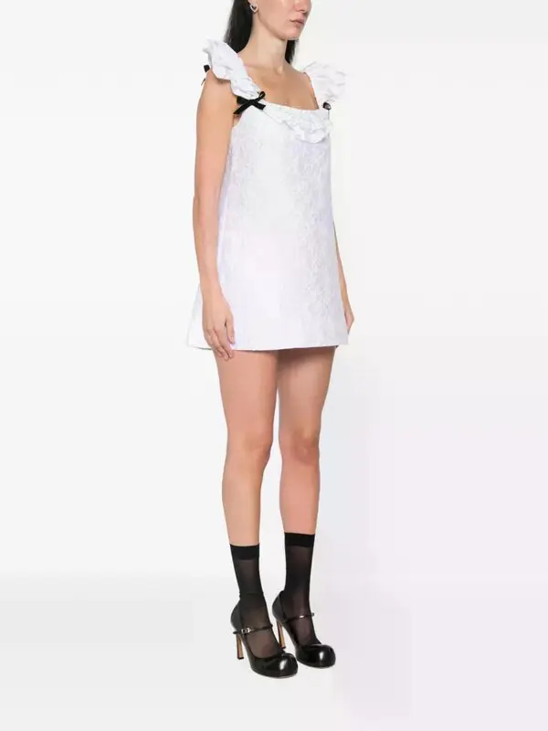 SHUSHU/TONG Ruffled Lace-trim Mini Dress - White