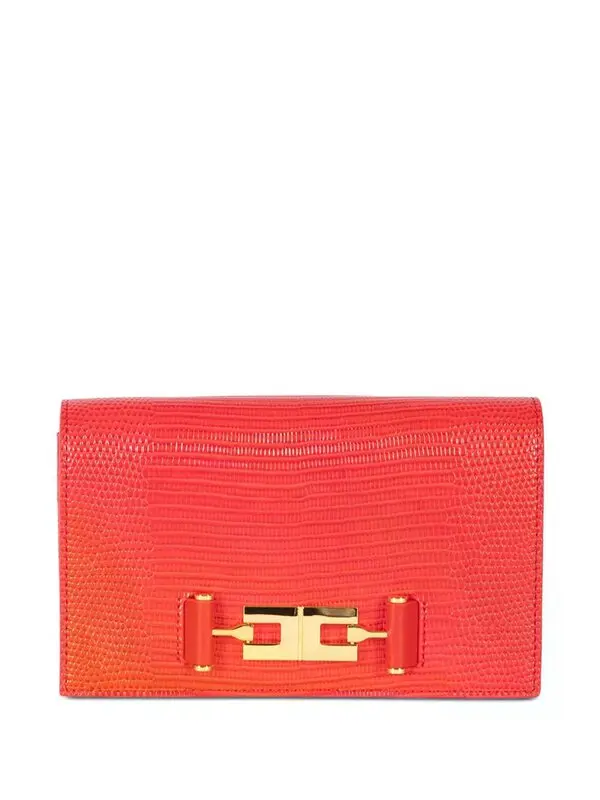 Elisabetta Franchi Lizard-effect Logo-plaque Shoulder Bag - Red