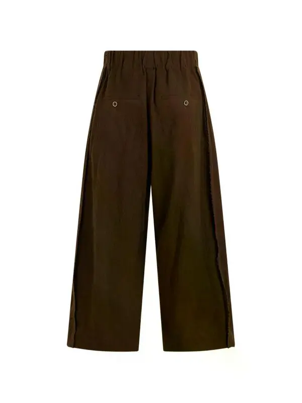 UMA WANG Pleated Frayed-edge Trousers - Brown