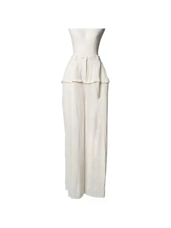 MULLER OF YOSHIOKUBO Mesh Peplum Trousers - Neutrals