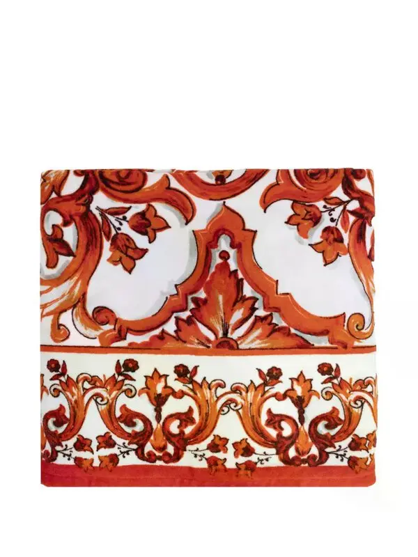 Dolce & Gabbana Majolica-print Terry Beach Towel - White