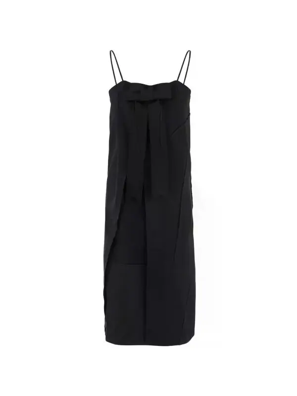 ALAINPAUL Bow-detail Spaghetti-strap Midi Dress - Black