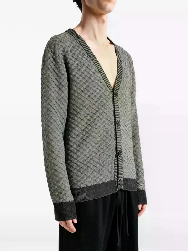 KOZABURO Quilted-effect V-neck Cardigan