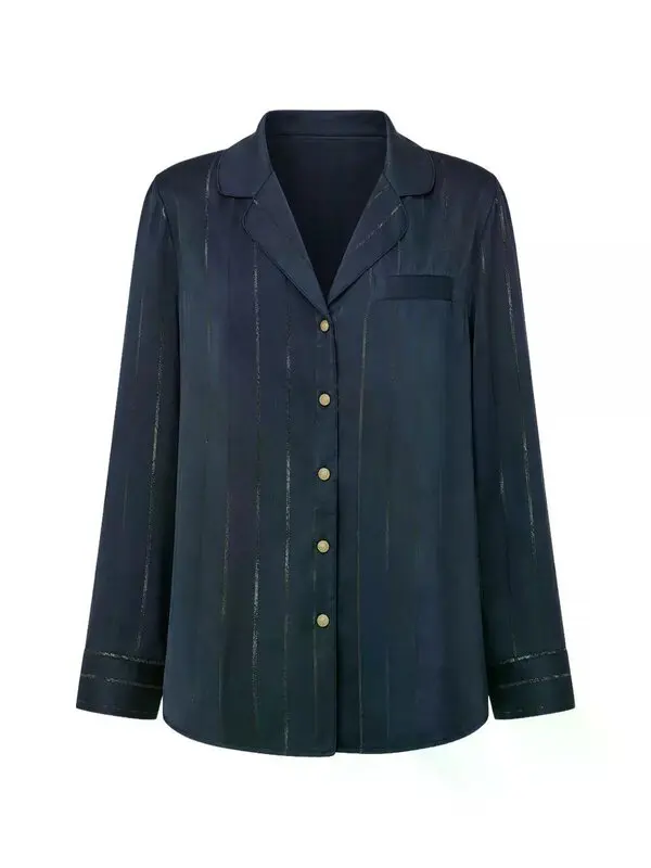 Tommy Hilfiger Metallic-stripe Notched-lapel Shirt - Blue
