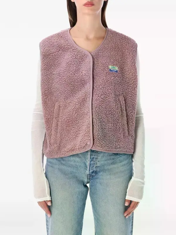 American Vintage Fleece-texture Logo-patch Vest - Purple