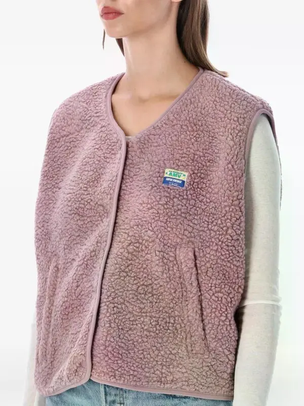 American Vintage Fleece-texture Logo-patch Vest - Purple