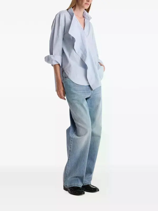 RÓHE Draped-panel Striped Shirt