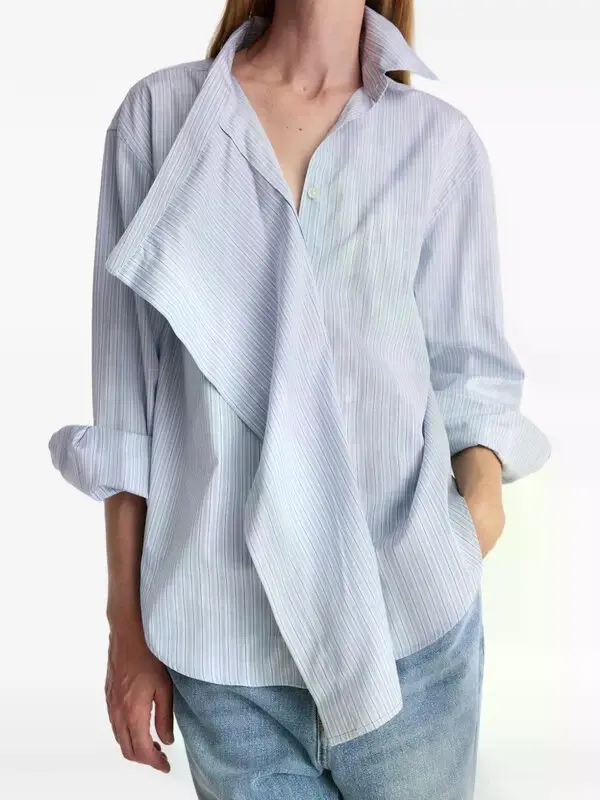 RÓHE Draped-panel Striped Shirt