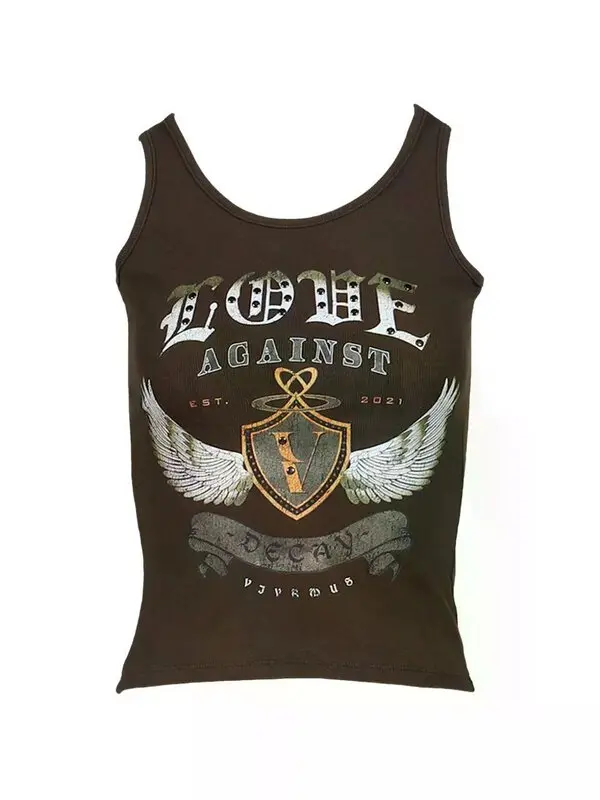 VIVAMUS Graphic-print Cropped Tank Top - Brown