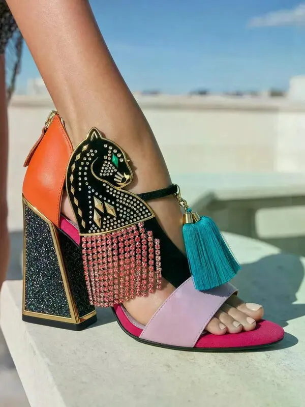 KAT MACONIE Aya Panther Embellished Sandals