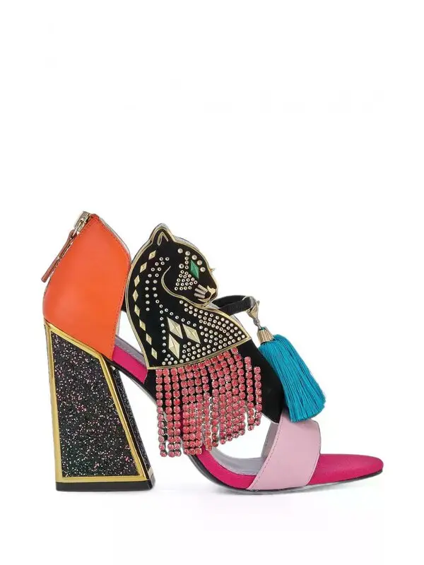KAT MACONIE Aya Panther Embellished Sandals - Black
