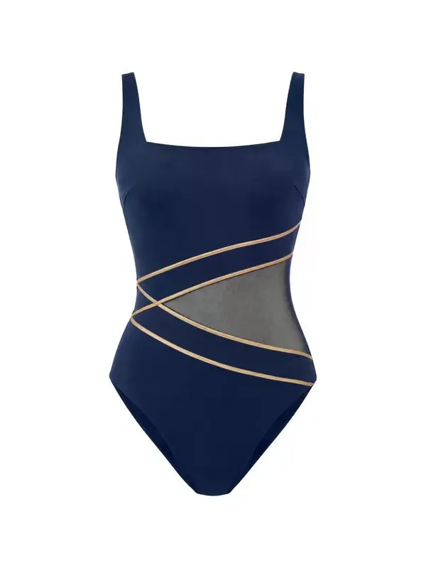 GOTTEX Onyx Mesh-panel Square-neck Swimsuit - Blue