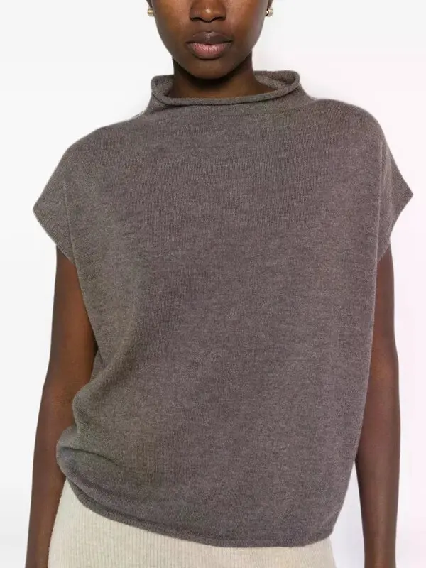 WHYCI Rolled-trim Sleeveless Sweater