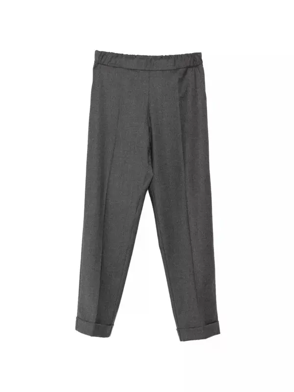 WHYCI Elasticated-waistband Turned-up-cuff Trousers
