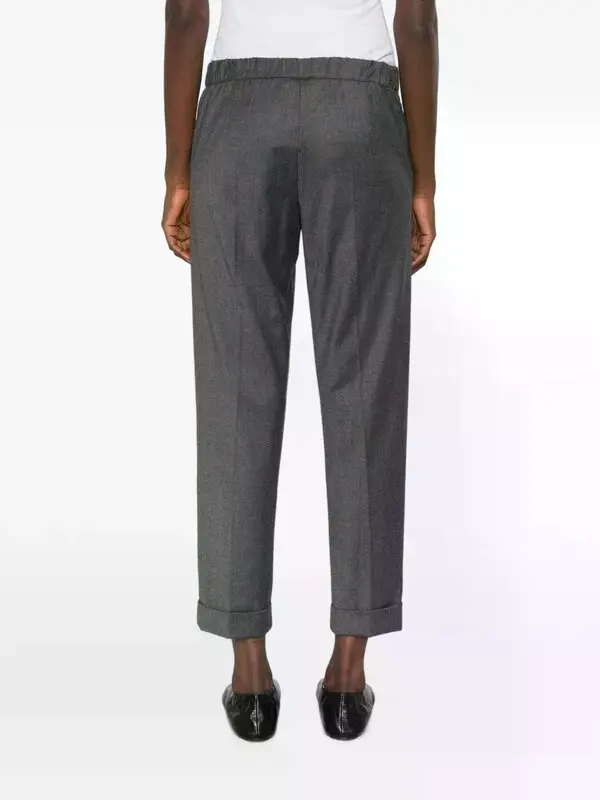 WHYCI Elasticated-waistband Turned-up-cuff Trousers