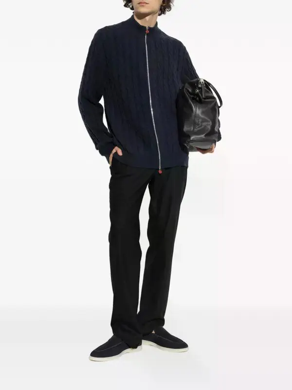 Kiton Cable-knit Zip-up Cardigan