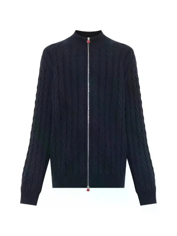 Kiton Cashmere Cable-knit Zip-up Cardigan - Blue