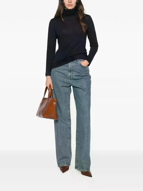 WHYCI Roll-neck Long-sleeve Top - Blue