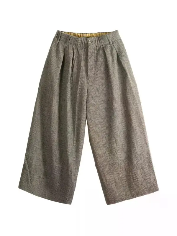 UMA WANG Chevron-pattern Pleated Trousers - Grey
