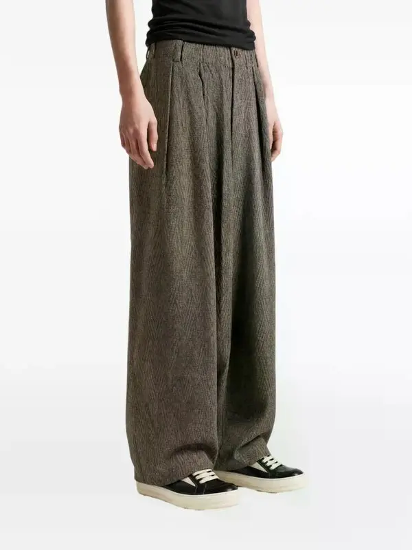 UMA WANG Chevron-pattern Pleated Trousers
