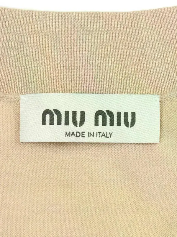 Miu Miu Logo V-neck Cardigan - Neutrals