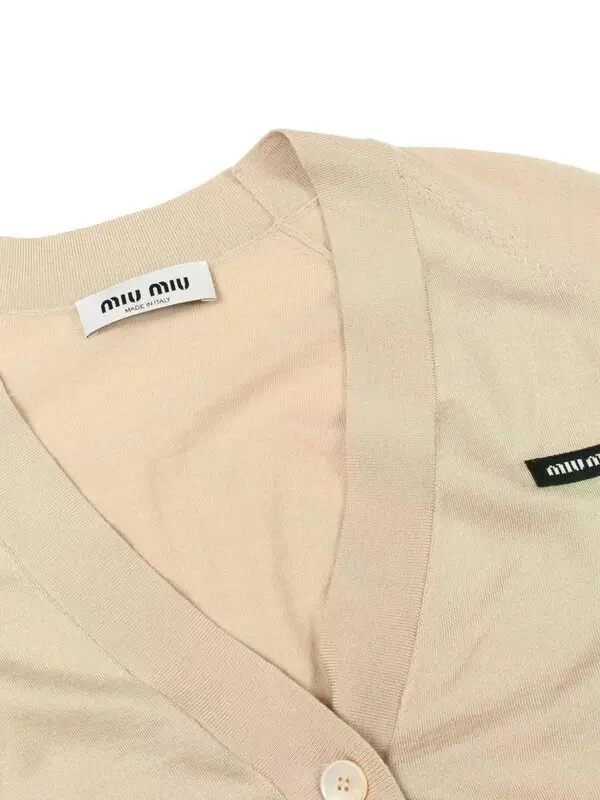 Miu Miu Logo V-neck Cardigan
