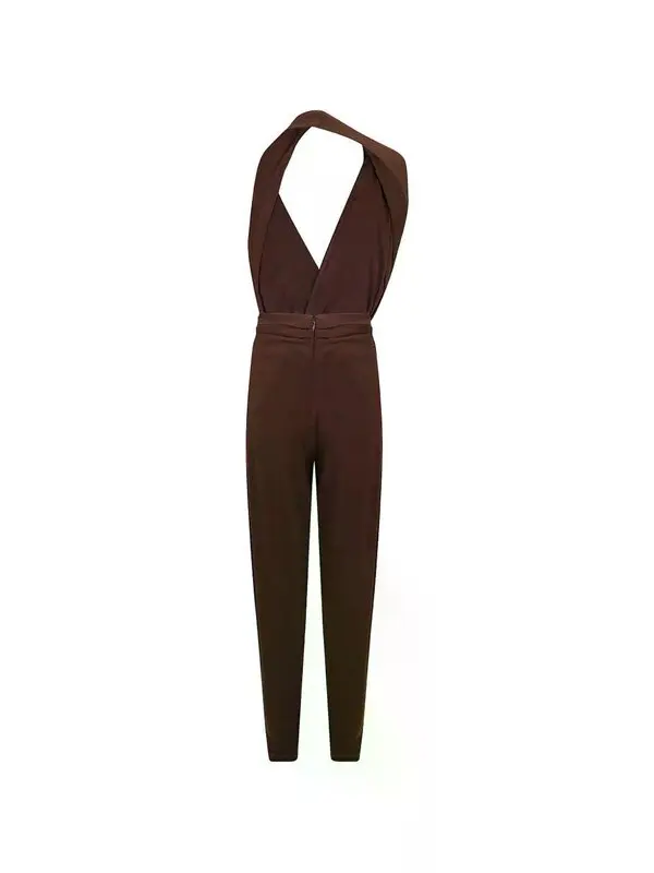 Andamane Astra Halterneck Draped Jumpsuit - Brown