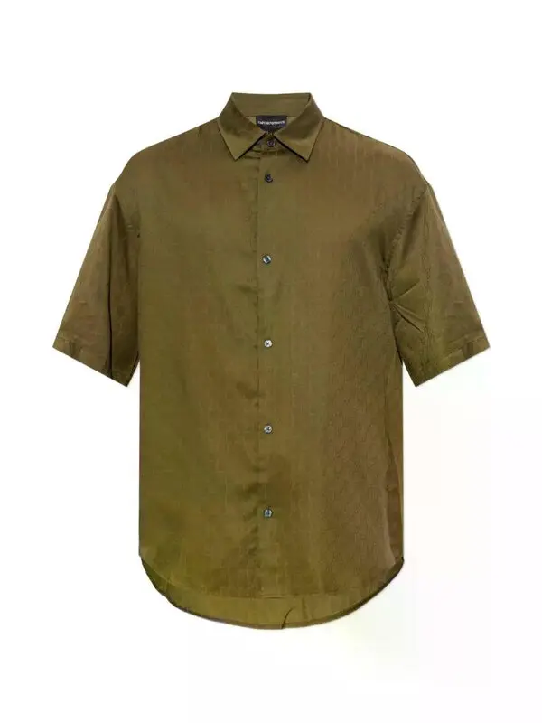 Emporio Armani Shirt In Lyocell Jacquard With A Regular Fit - Green
