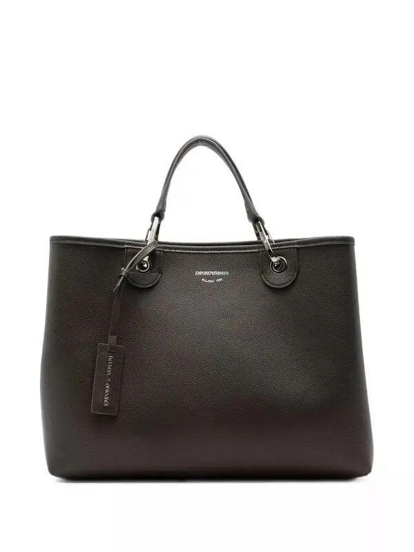 Emporio Armani Logo-print Grained Tote Bag - Grey