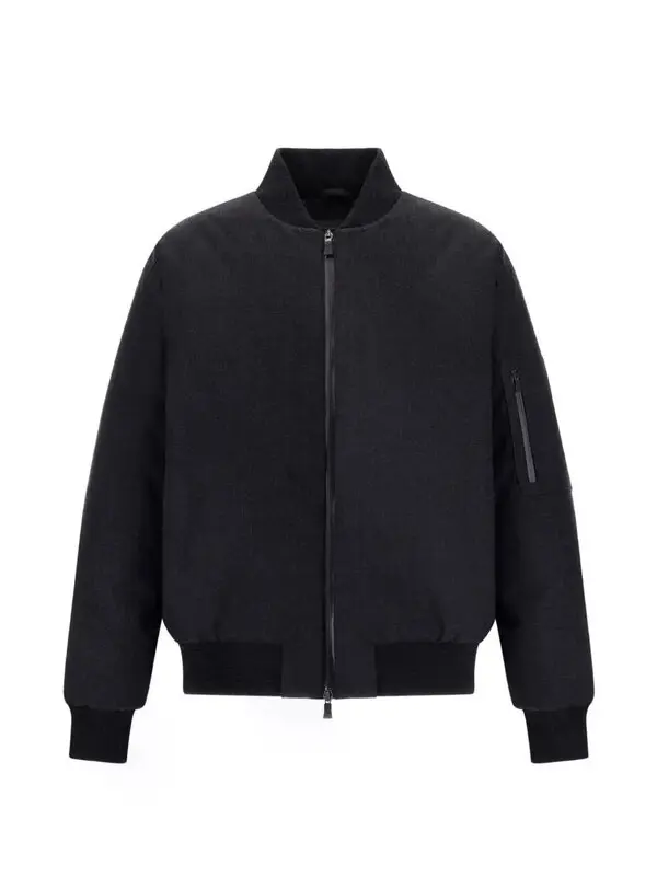 Herno Water-repellent Flannel Bomber Jacket - Grey