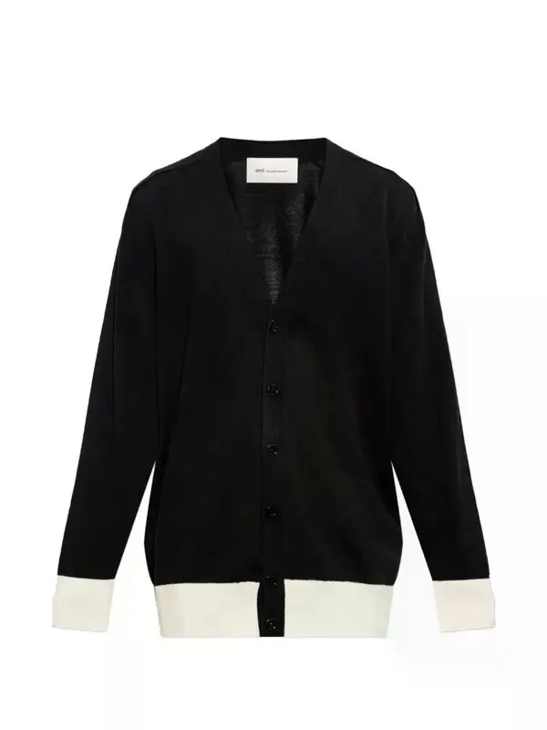 AMI Paris Colour-block Button-up Cardigan - Black