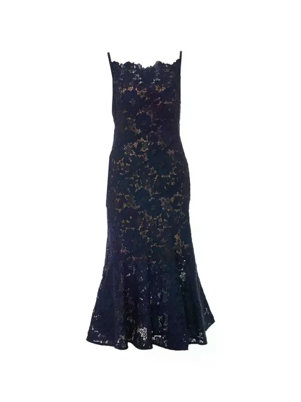 SELF-PORTRAIT Navy Spiral Laced Midi Dress - Blue