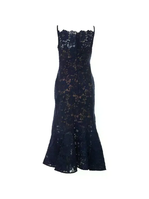 SELF-PORTRAIT Navy Spiral Laced Midi Dress