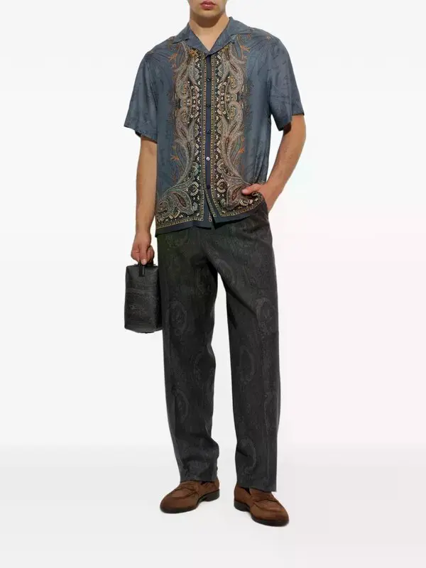Etro Paisley-print Pleated Trousers - Grey