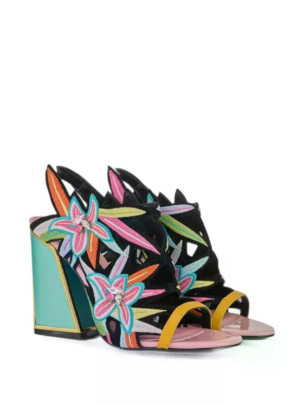 KAT MACONIE Diva Dee Embroidered Crystal-embellished Sandals